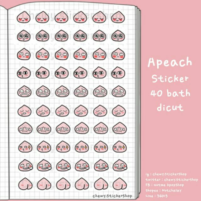 Sticker สติ๊กเกอร์ไดคัท apeach face sticker ราคา 40 บาท | Shopee Thailand