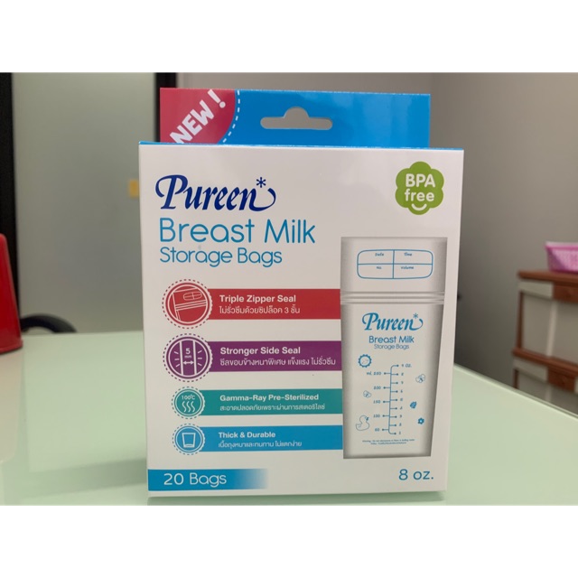 งเก็บน้ำนมเพียวรีน ขนาด 8ออนซ์ 20ถุง pureen breast milk storage bags ...