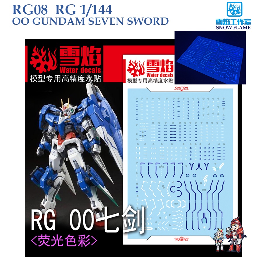 ดีคอลน้ำ [SNOW] RG 08 OO GUNDAM SEVEN SWORD RG 1/144 FLUORESCENT WATER ...