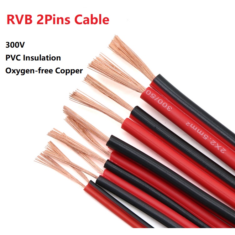 5/10Meter RVB Red Black Wire 2Pin Electrical Wire 0.3mm² /0.5mm² /0 ...