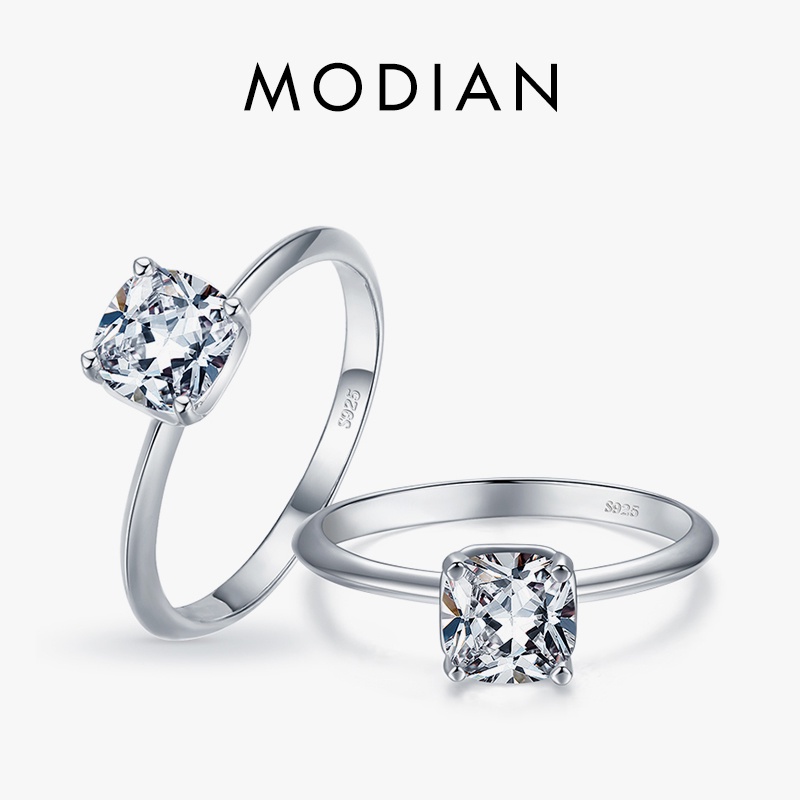 Modian แหวนเงินแท้ 925 ประดับเพทาย AAAA ทรงสี่เหลี่ยม สไตล์คลาสสิก สําหรับผู้หญิง 2022 | Shopee ...