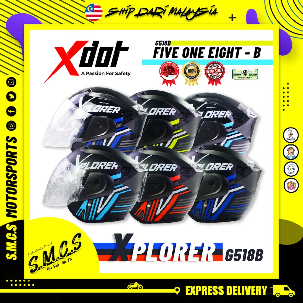 หมวกกันน็อค xdot G518b EXPLORER Yamaha Blue [ของแท้ 100%] Sirim ...