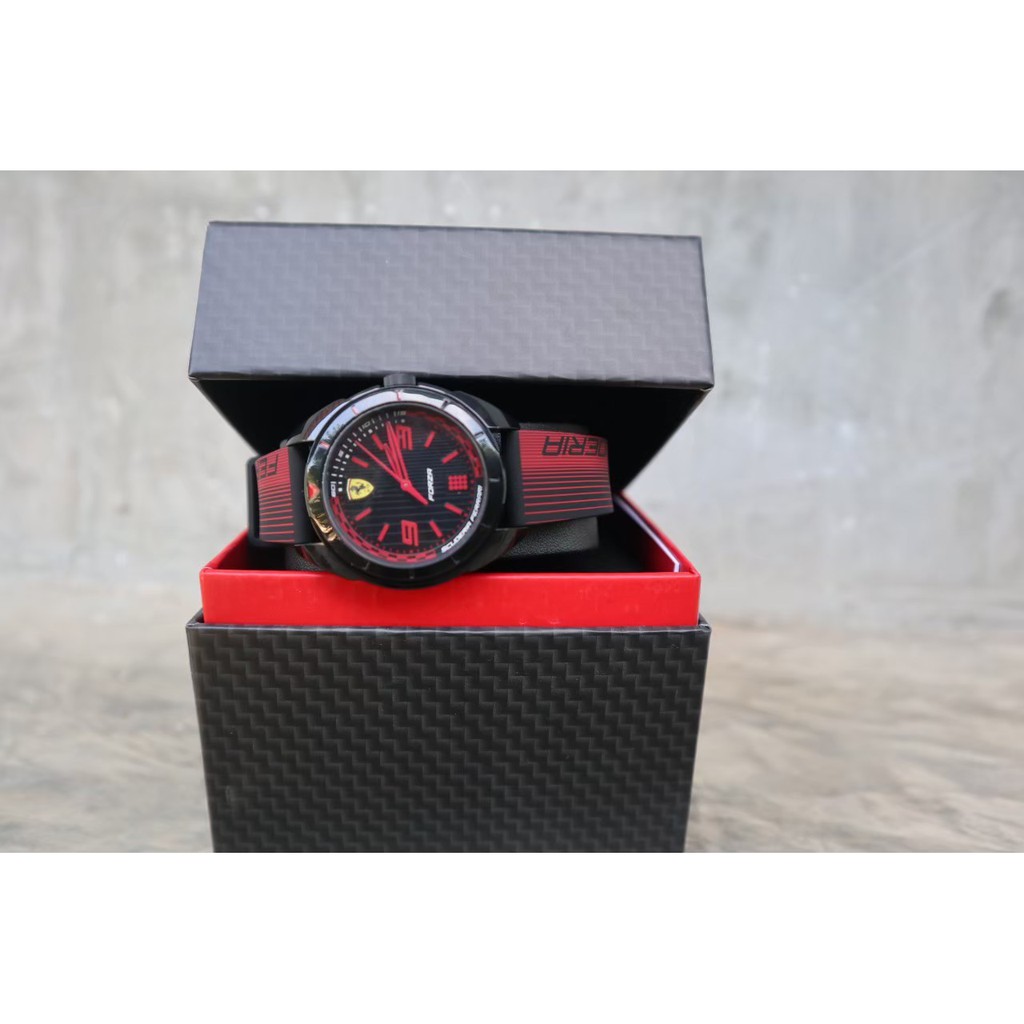 นาฬิกา Ferrari 0830339 Men's RedRev EVO Black Dial Silicone Strap Watch ...
