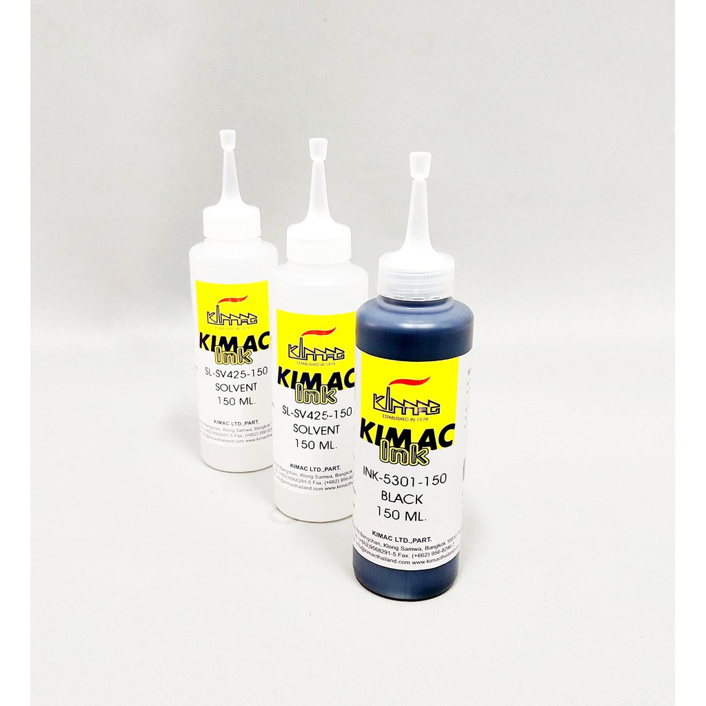 หมึกแสตมป์อุตสาหกรรมกันน้ำ KIMAC INK พร้อมสารละลาย Solvent คุ้มค่า ...