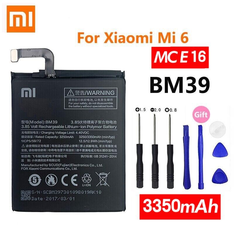 แบตเตอรี่ Xiaomi Mi 6 Mi6 MCE16 ทดแทนสำหรับ BM39 ของแท้แบตเตอรี่ 3350MAh | Shopee Thailand
