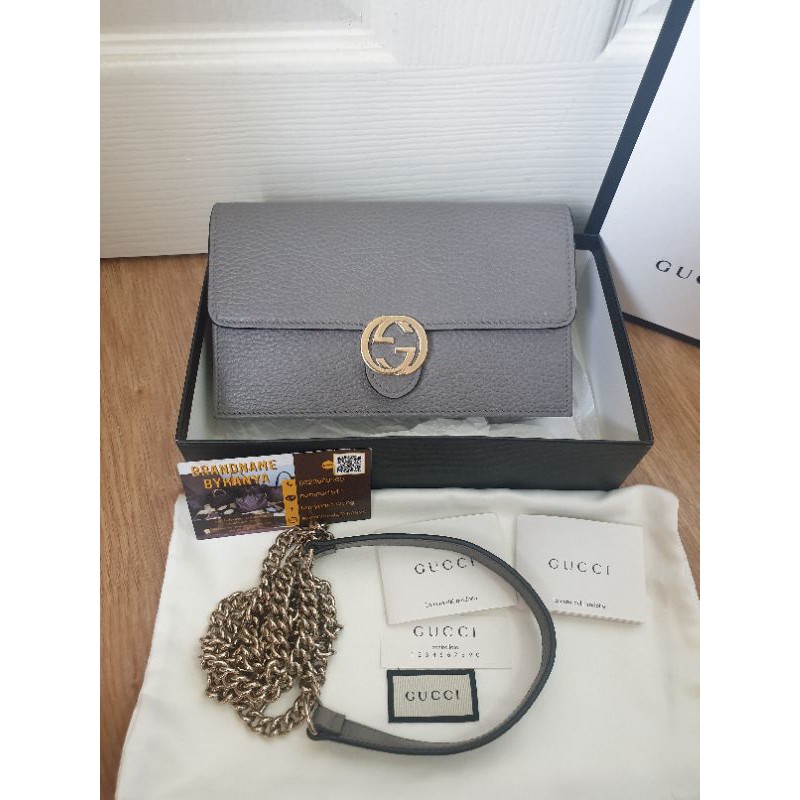 gucci woc interlocking grey สภาพกริบ แท้100% | Shopee Thailand