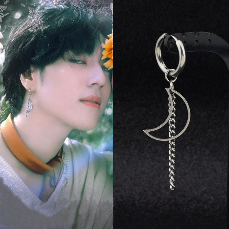 1pcs Moon Chain Stainless Steel Earrings | Shopee Thailand