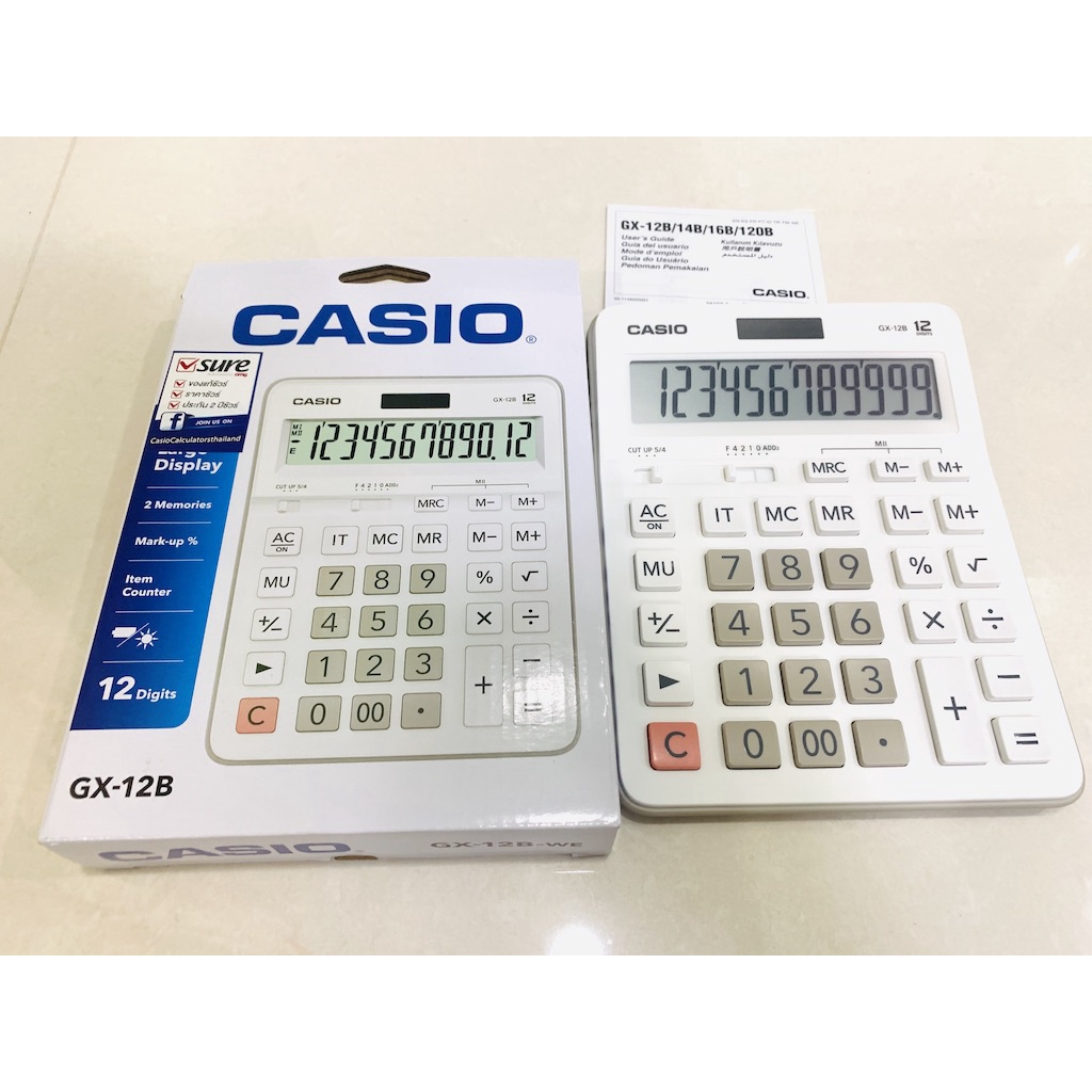 GX-12B เครื่องคิดเลขตั้งโต๊ะ Casio 12 หลัก ของแท้ ของใหม่ ประกันศูนย์CMG เครื่องคิดเลข GX-12B-WE ...