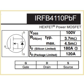 Power Mosfet IRFB4110 FB4110 B4110 IRFB4110PBF TO-220 180A 100V ...
