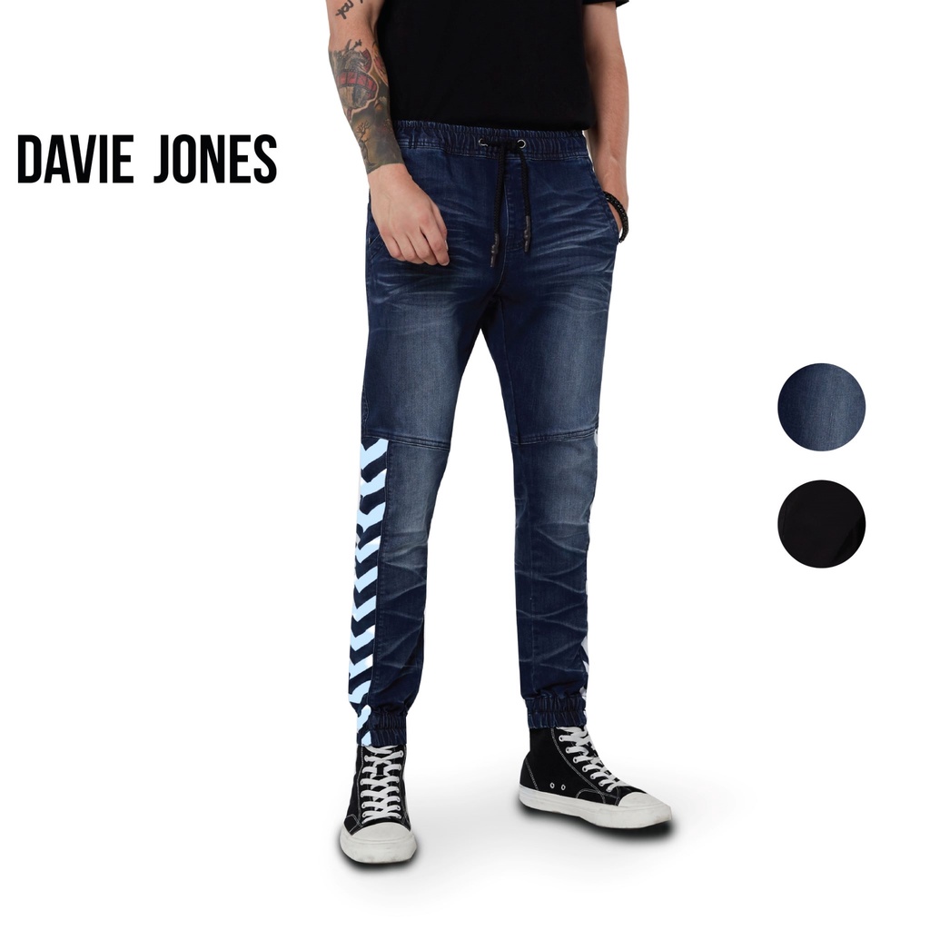 DAVIE JONES กางเกงจ็อกเกอร์ เอวยางยืด Elastic Waist Joggers GP0131 สีดำ ...