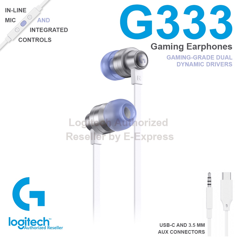 Logitech G333 Gaming Earphones (White) หูฟังสำหรับเล่นเกม สีขาว ของแท้ ...