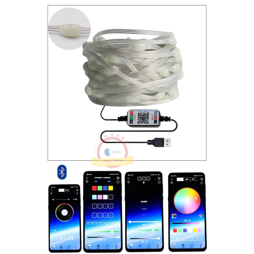 สีเต็มรูปแบบเข็มขัดควบคุมจุด Magic String Light 5V แรงดันไฟฟ้าต่ำ USB ...