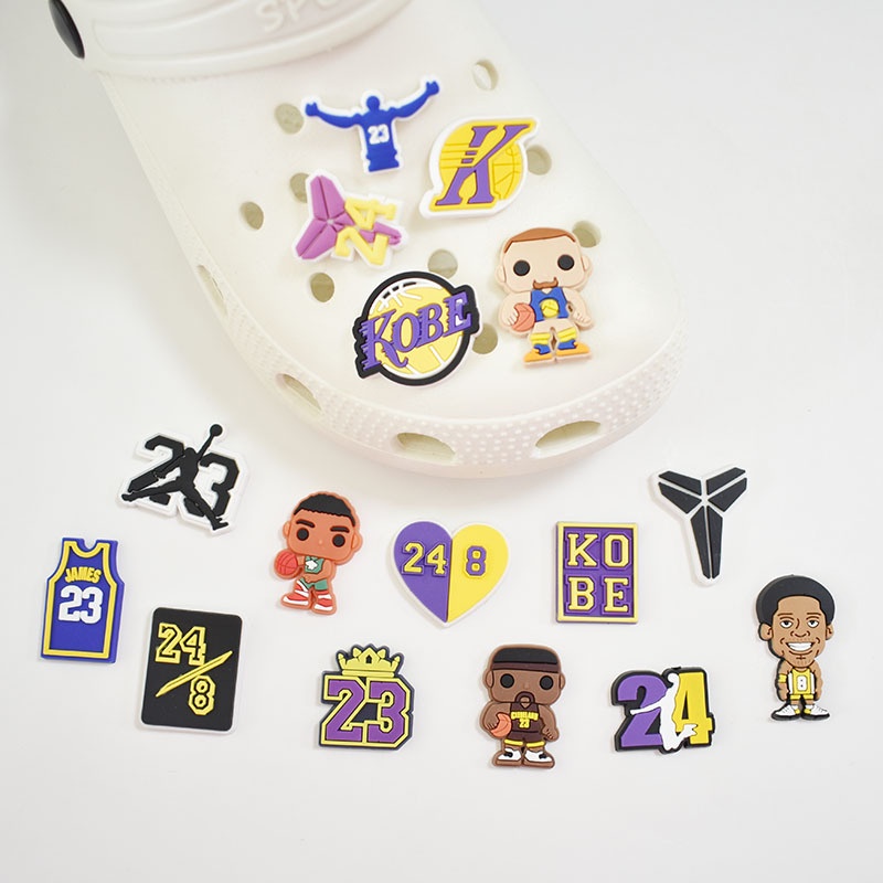 การ์ตูน Kobe Croc Design Jibbitz James รองเท้า Charms Pins บาสเกตบอล ...