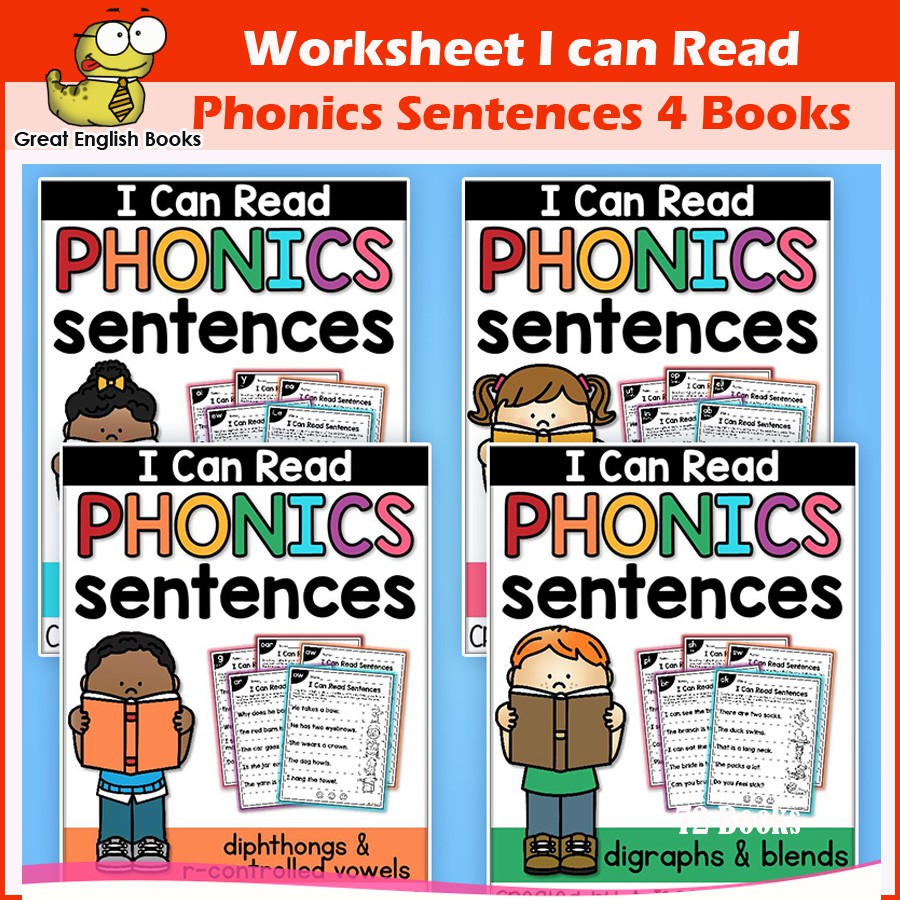 Worksheet สำหรับเด็กๆฝึกหัดอ่านโฟนิกส์ I can Read Phonics Sentence ชุด ...