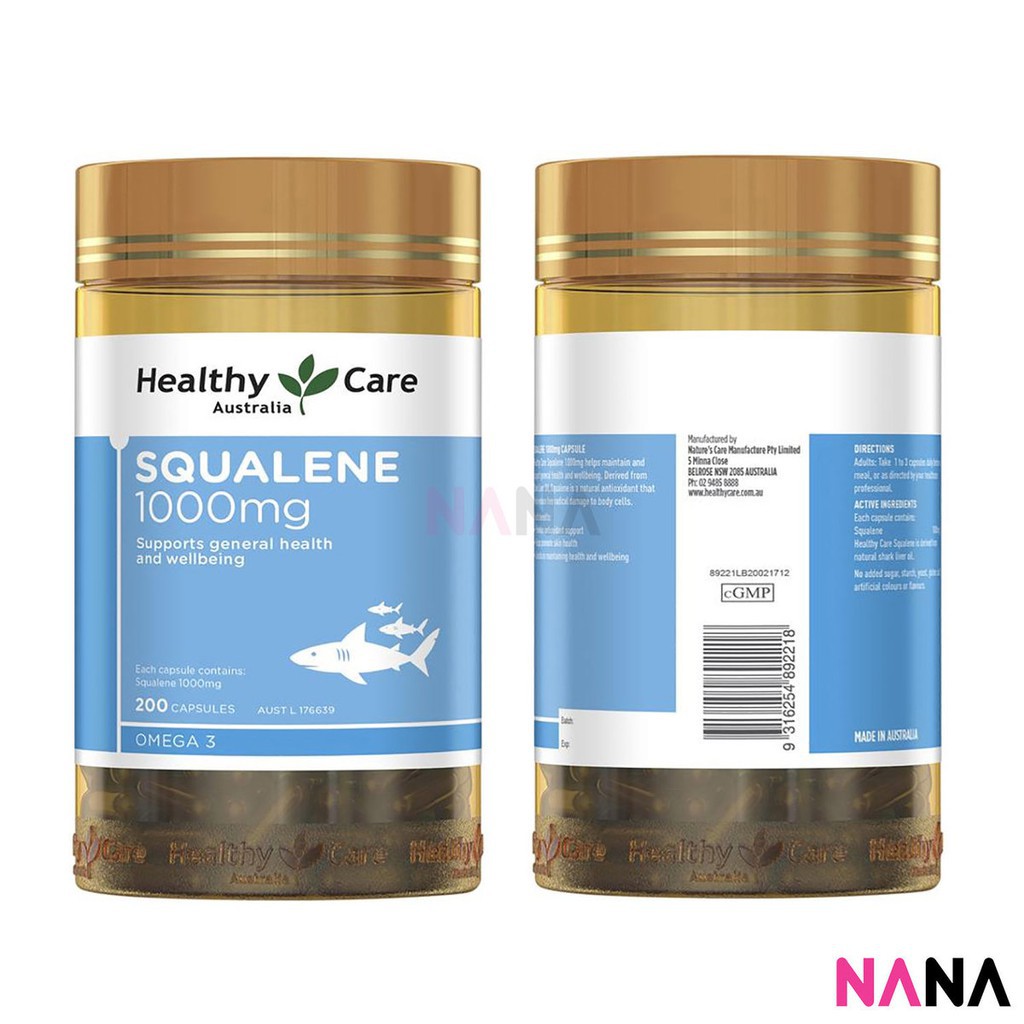 ☢ ↂHealthy Care Squalene 1000mg 200 Capsules เฮลท์ตี้ แคร์ อาหารเสริม ...