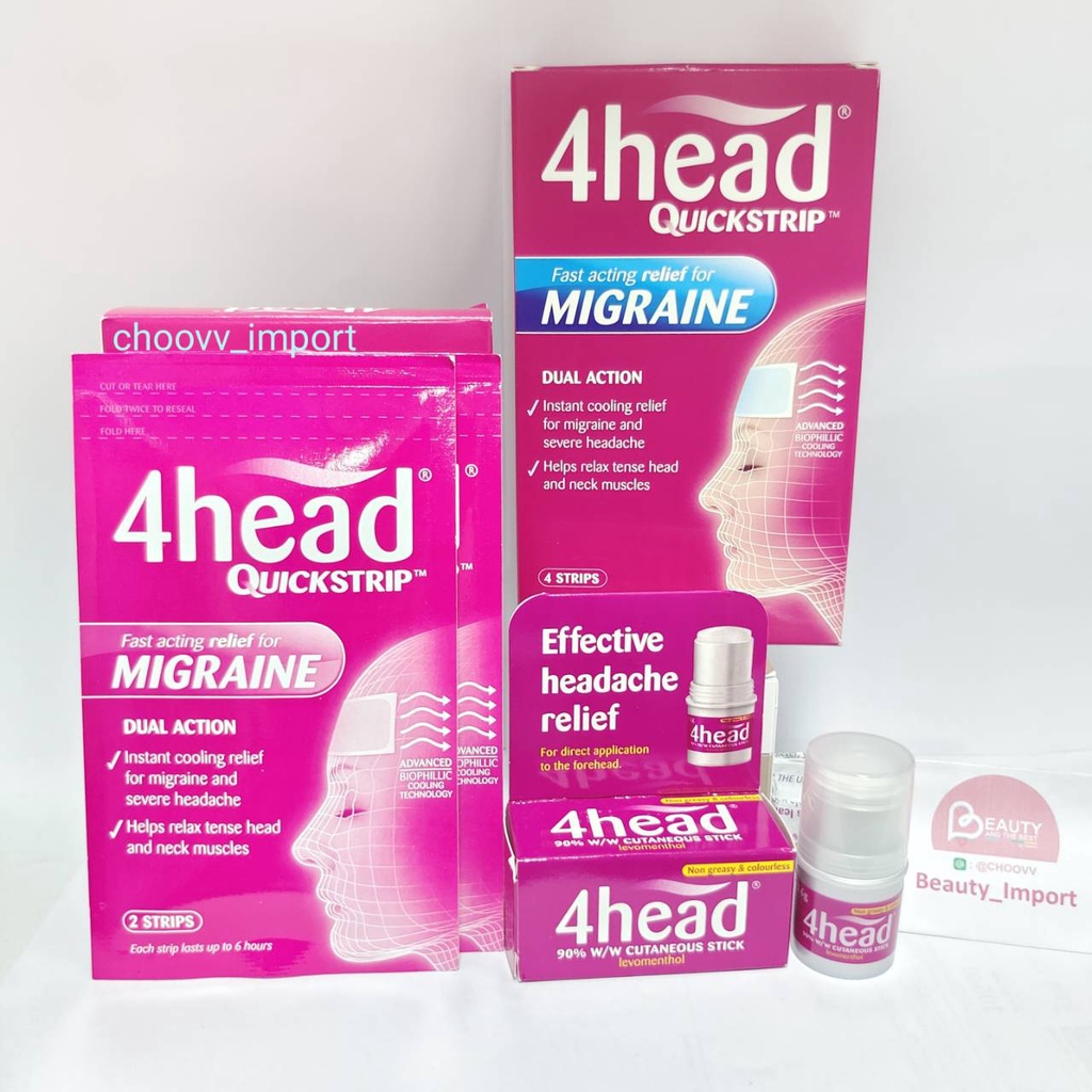 106.- 4head Headache & Migrain Relief Stick /4head quickstrip ชุดบรรเทา ...