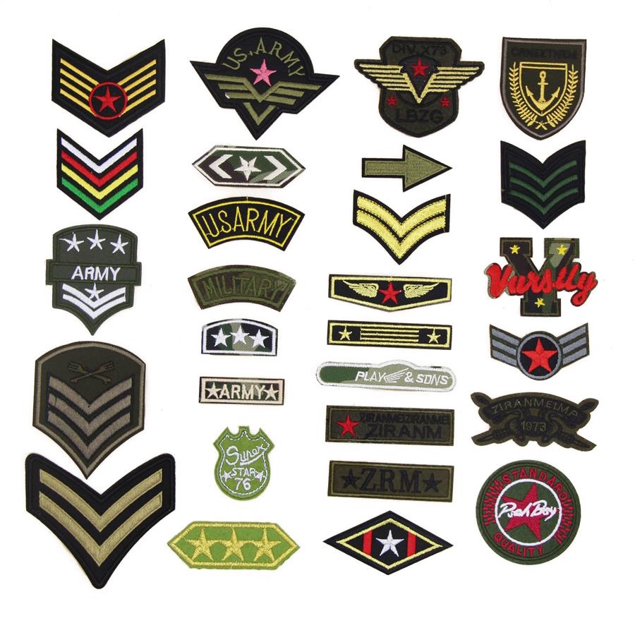 สไตล์ทหารcamouflage Collar Badge Epaulet Badge Army พัดลมปักผ้า Patch ...