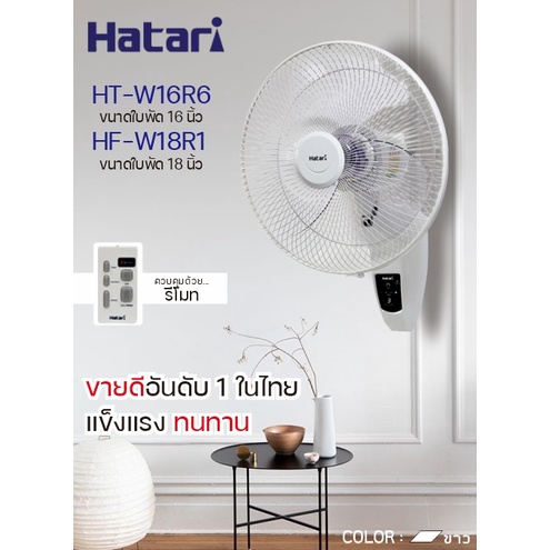 Hatari พัดลมติดผนังรีโมท (ข้างฝา) 16 นิ้ว รุ่น HT-W16R6 | Shopee Thailand