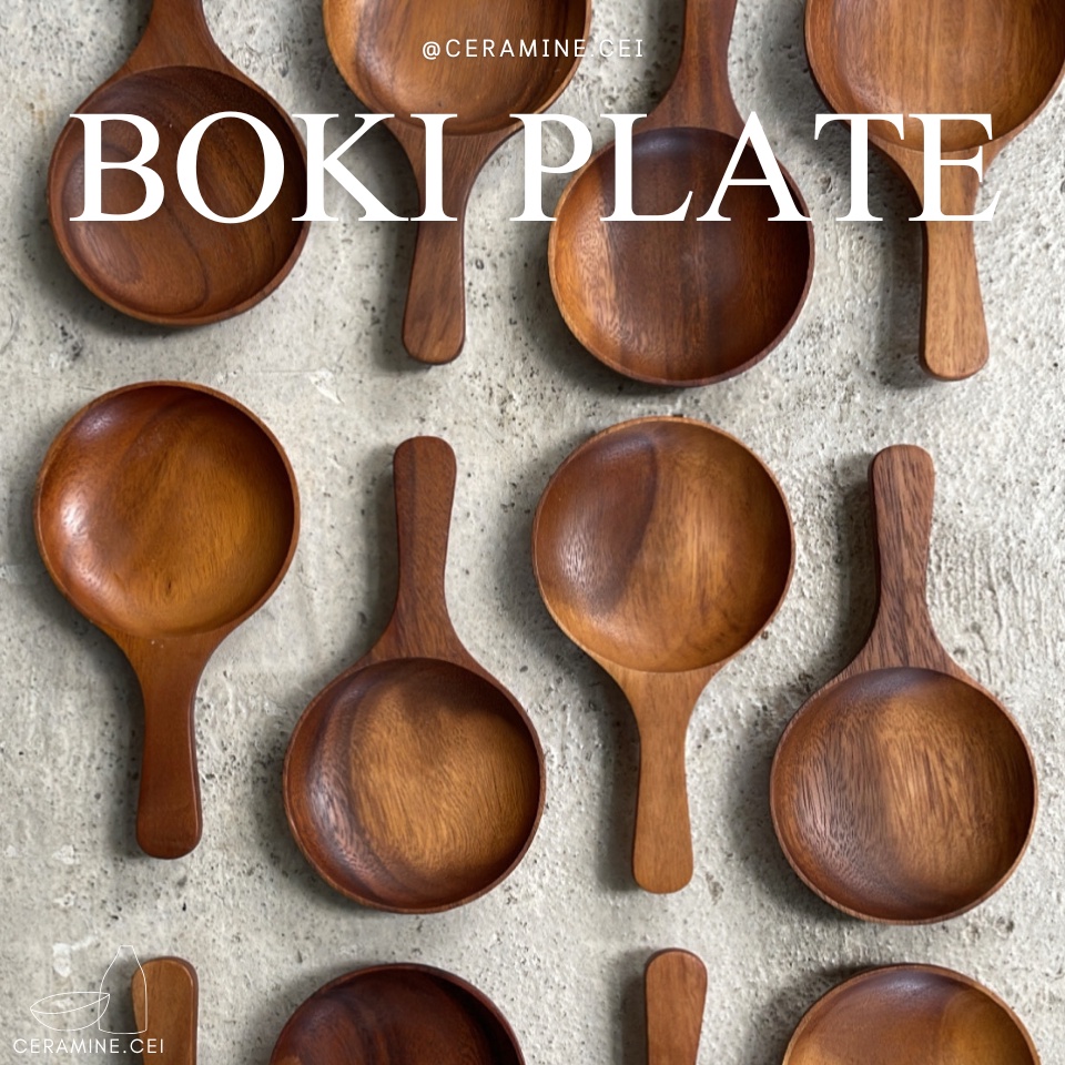 Boki Plate จานไม้มีด้ามจับ ใช้เป็นจานแบ่งสำหรับกินรามยอน สไตล์เกาหลี ทำ ...