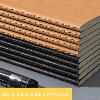 A4/A5/B5 Black Kraft Cover Diary Notebook 80G Paper Lined Grid Notepad ...