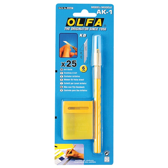 Olfa AK-1 Art Knife + ใบมีด 25 ใบ Modlel Knife (Tamiya จ้างบริษัทนี้ทำใบมีดครับ) | Shopee Thailand