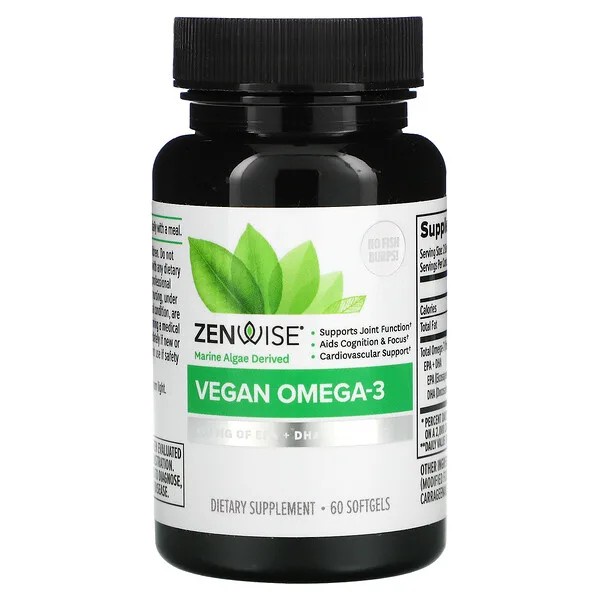 Zenwise Health, Vegan Omega-3, 60,120 Softgels น้ำมันสาหร่ายAlgal Oil ...