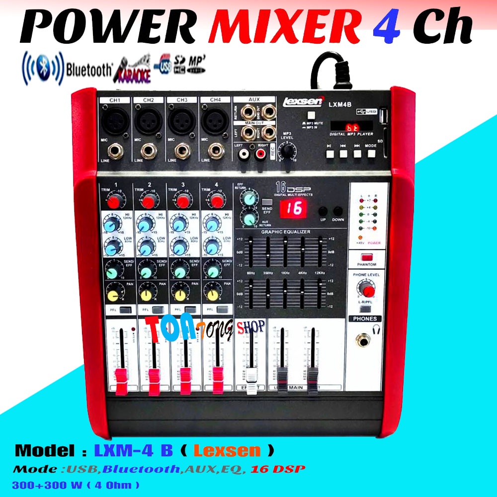 Mixer Power Mixer LMX-4 B (Lexsen) 4 Channels เพาเวอร์มิกเซอร์ 600W มี ...