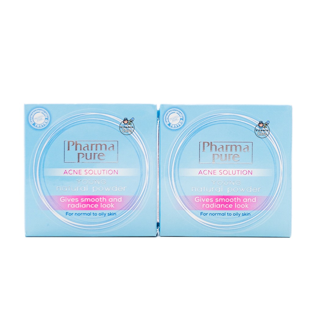 Exp.9/2027 แป้งทาหน้า ควบคุมความมัน ฟาร์มาเพียว Pharmapure Acne Solution Young Natural Powder ...