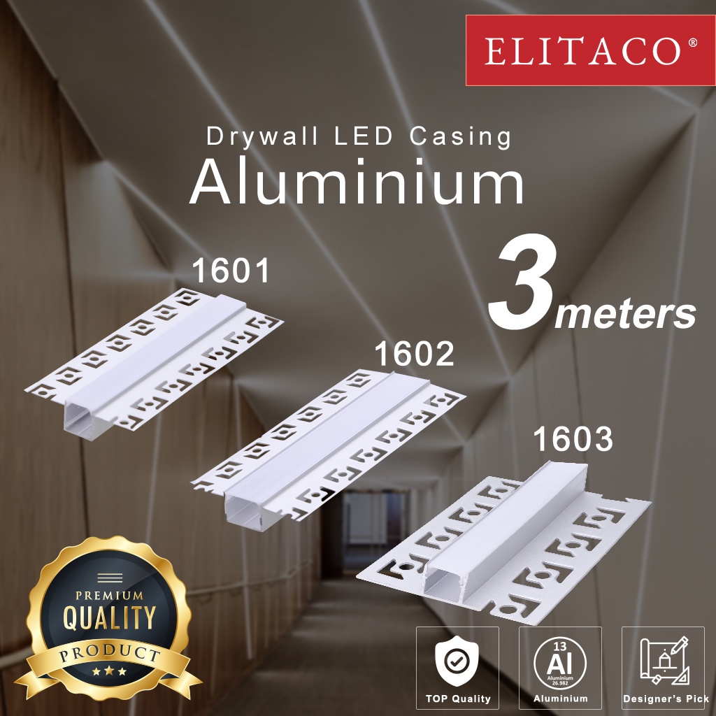 ELITACO300 ซม.หน้าแปลน LED ปลอกเงินอลูมิเนียมโปรไฟล์ปูนปลาสเตอร์เพดานฝา ...