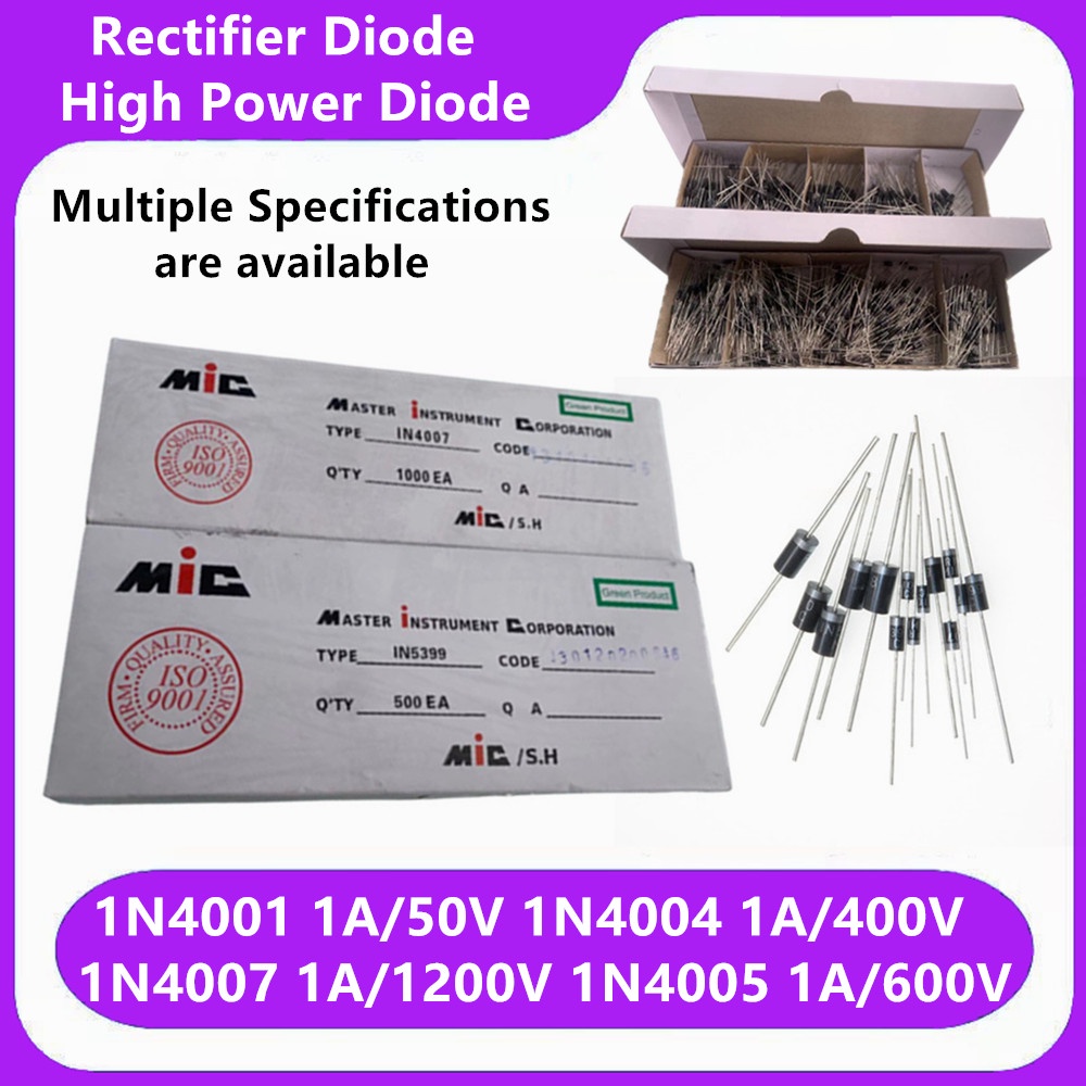 1000 Pcs/lots 1N4007 10A10 1N5408 1N5819 50V 1A 1000V 1200V DO-41 High Quality Rectifier Diode ...