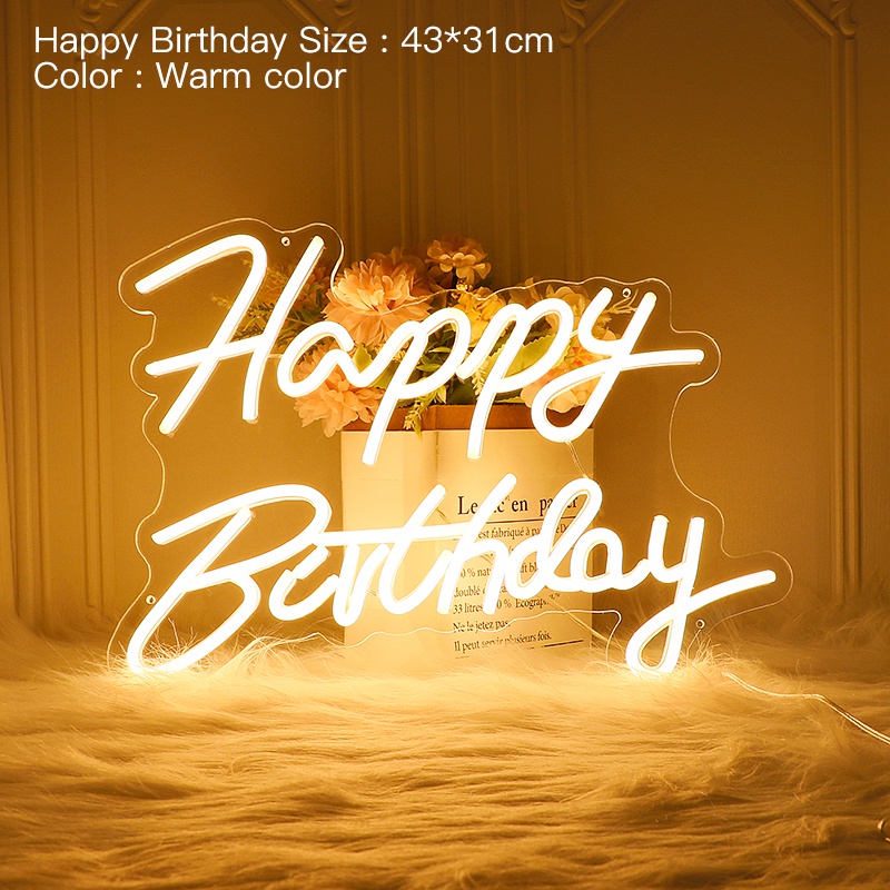 Happy Birthday Led Neon Sign Indoor Wall Lights Party Wedding Shop