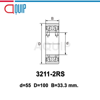 3211-2RS UBC ตลับลูกปืนเม็ดกลมสัมผัสเชิงมุม 2 แถว ฝายาง 2 ข้าง ( DOUBLE ...