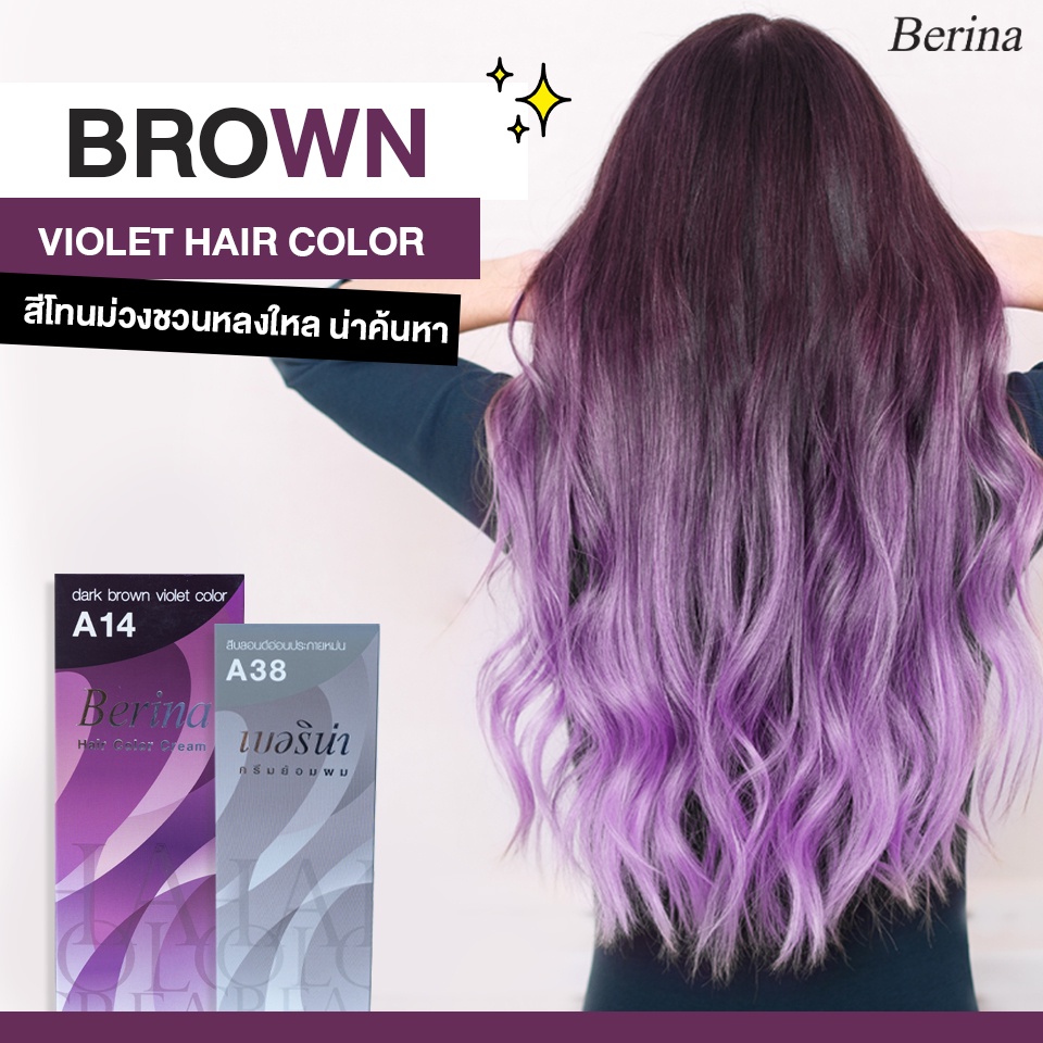 เบอริน่า เซตสี Berina A14 + A38 สีน้ำตาลประกายม่วง สีย้อมผม สีผมเบอริ ...