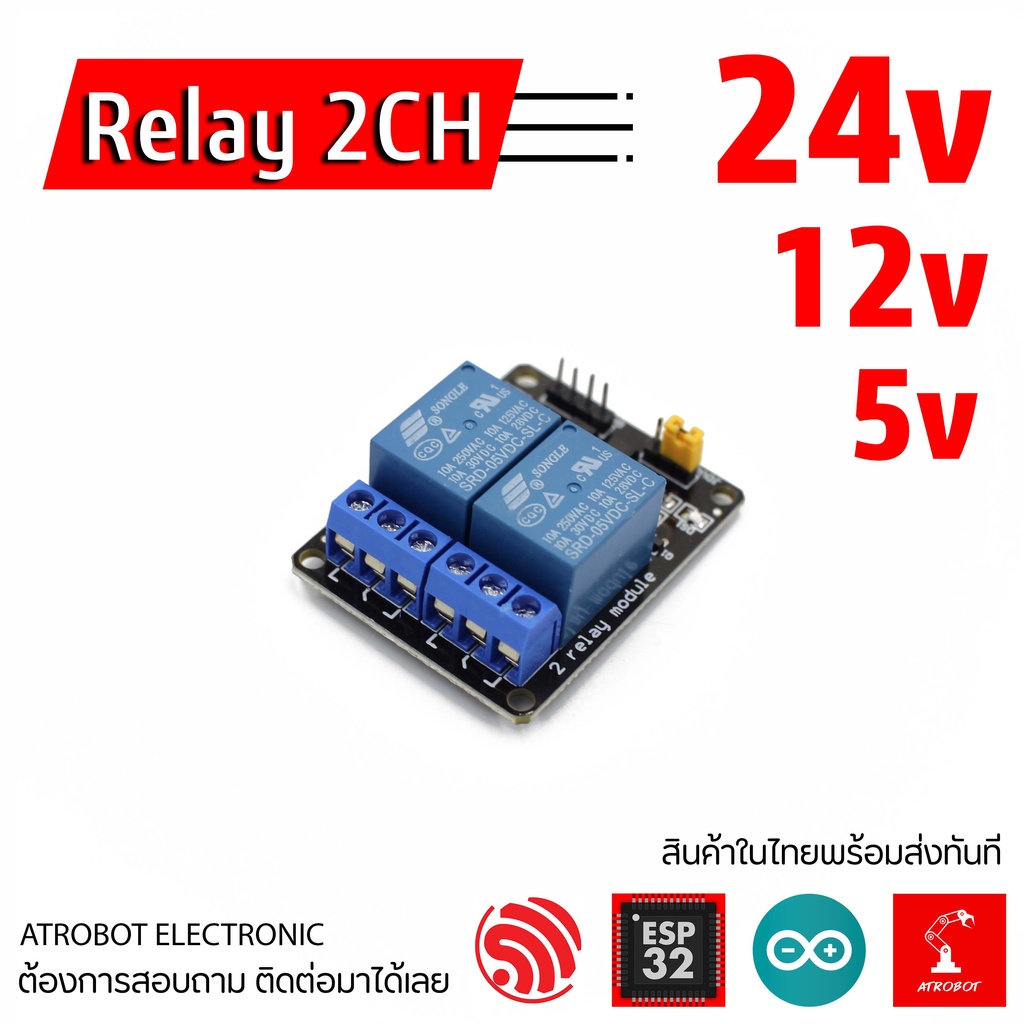 Relay 2CH Active low รีเลย์ 5v 12v 24v 2 ช่อง | Shopee Thailand