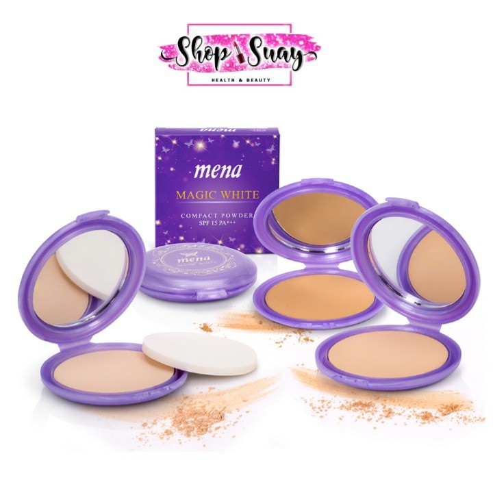 Mena Magic White Compact Powder แป้งพัฟมีนา คุมมัน หน้าสวยขาวเนียนตลอด ...