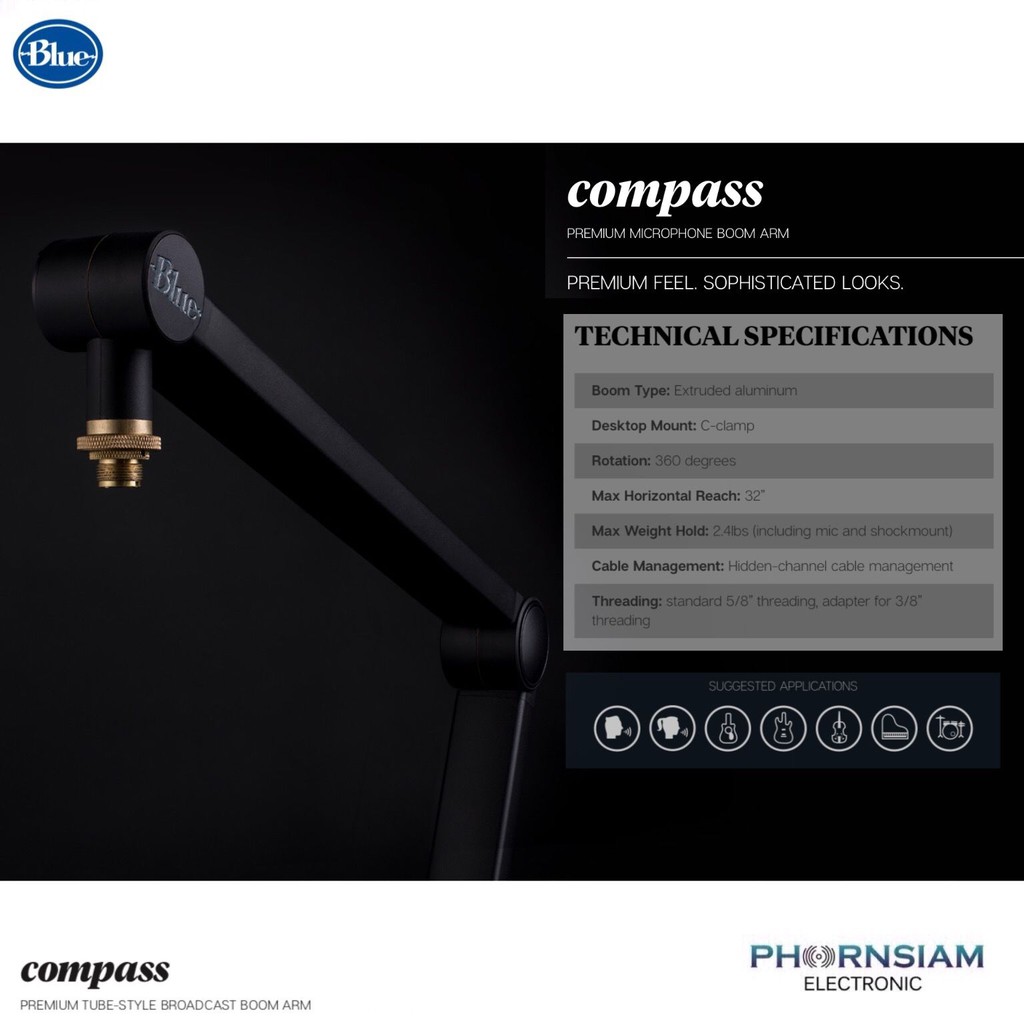 Phornsiamelectronic Blue compass PREMIUM MICROPHONE BOOM ARM | Shopee ...