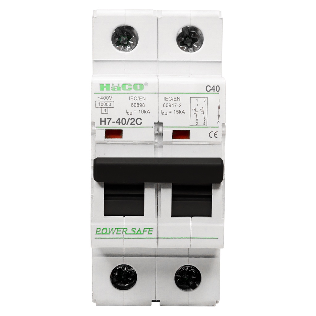 HACO MCB เซอร์กิตเบรกเกอร์ 2P 40A ฮาโก้ สีขาว รุ่น H7-40/2C. | Shopee ...