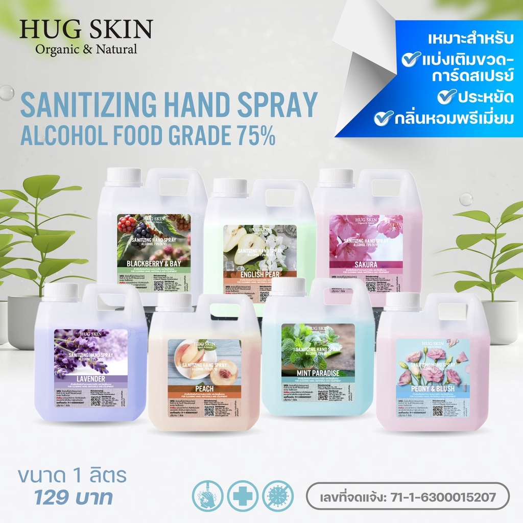 สเปรย์แอลกอฮอล์กลิ่นหอม 75% Hug Skin Sanitizing Hand Spray สูตร Perfume ...