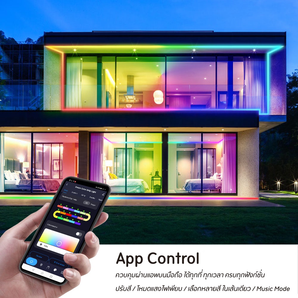 Tuya 🌈 ไฟเส้น ไฟวิ่ง ไฟรุ้ง เกรดพรีเมี่ยม WiFi ARGB RGBIC LED IntLight ...