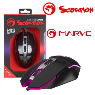 Marvo Scorpion M112 USB 7 Colour LED Black Gaming Mouse | Shopee Thailand