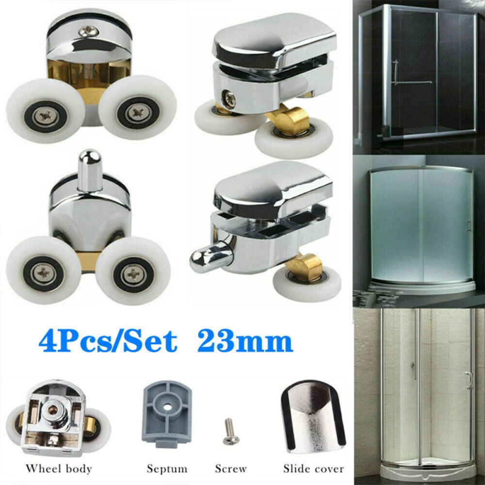4Pcs Twins Shower Screen Door Rollers Runners Wheels Top&Bottom 23mm ...