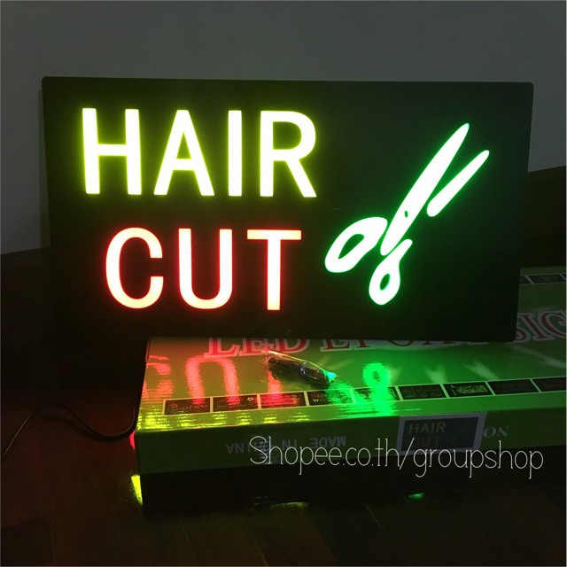 ป้ายไฟLED*HAIR CUT-กล่องเขียว* ป้ายไฟ ป้ายไฟร้าน ป้ายไฟตกแต่งร้าน ป้าย ...