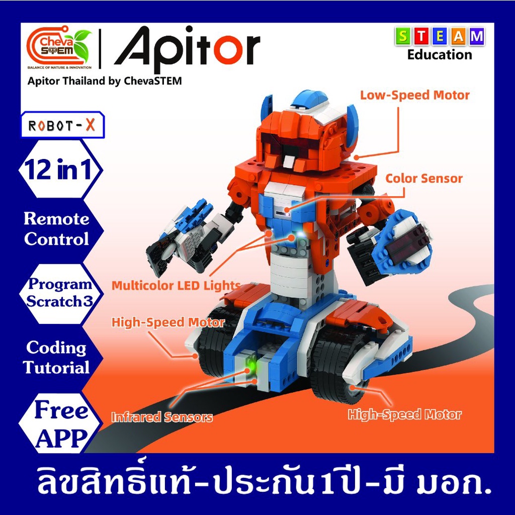 APITOR ROBOT-X (12IN1) Coding ตัวต่อเลโก้ หุ่นยนต์โรบอท หุ่นยนต์บังคับ ...