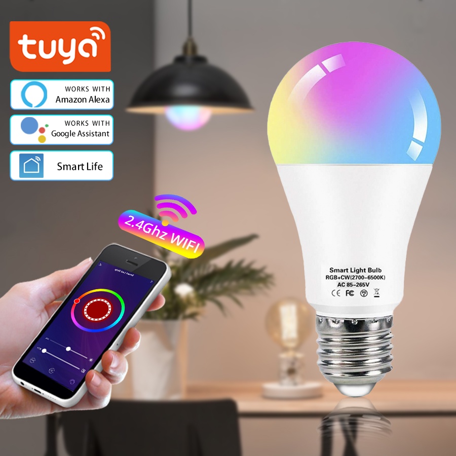 E27 Tuya Wifi RGBW หลอดไฟ LED อัจฉริยะหรี่แสงได้ 18W 15W 12W พร้อม ...