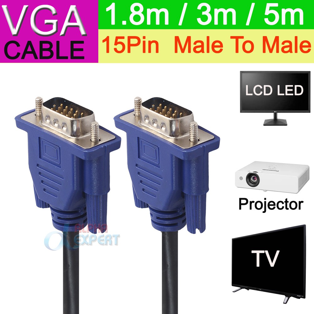 สาย VGA (RGB) 15Pin VGA Cables Male To Male M/M Extension Cables ( 1.5m ...