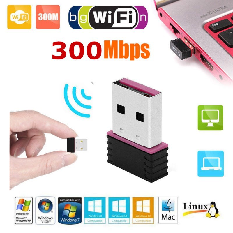 Mini USB 2.0 Wireless Wifi Adapter 802.11N 300Mbps | Shopee Thailand