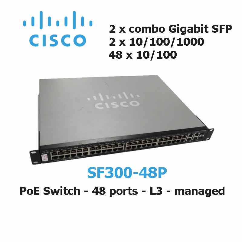 Cisco switch 48 port gigabit PoE Layer 3 SF300-48P 10/100 PoE Managed ...