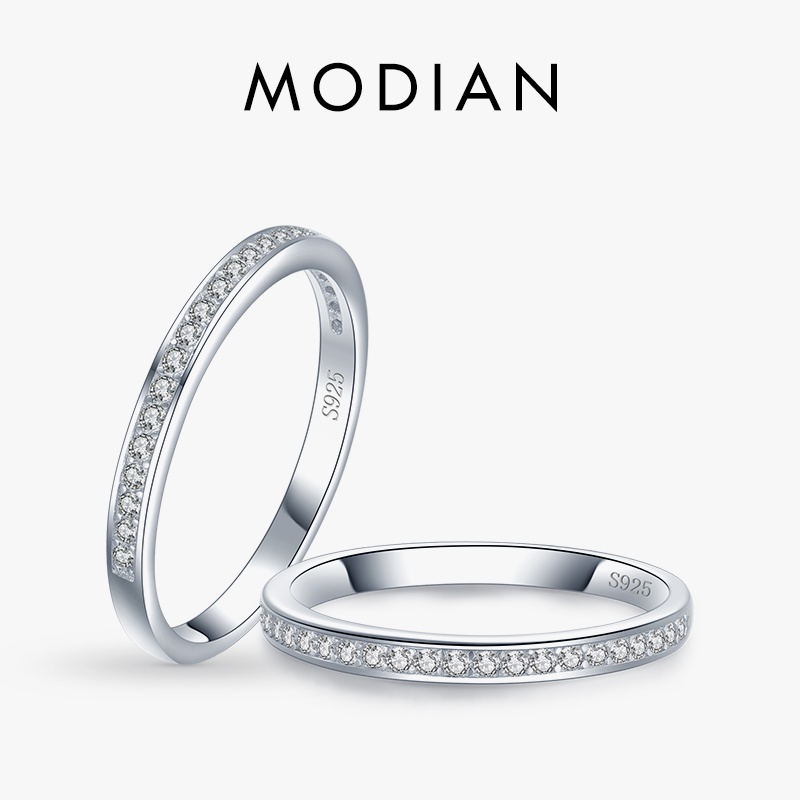 Modian แหวนเงินแท้ 100% 925 ประดับเพทาย AAA สไตล์คลาสสิก เรียบง่าย ...