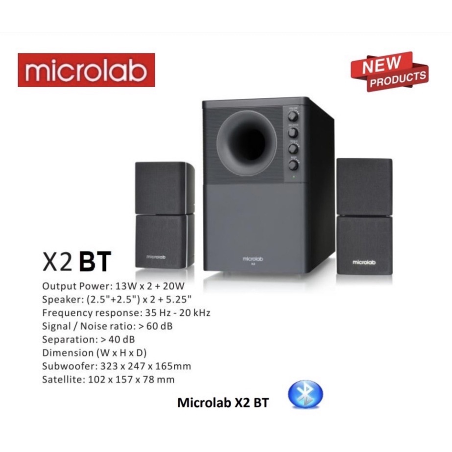 ถูกสุด 5.5ลำโพง microlab x2 /2.1BIuetooh 25 watt มาพร้อมกับซับวูฟเฟอร์และลำโพง 2 ตัว ของแท้ ...