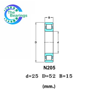 N205 ตลับลูกปืนเม็ดทรงกระบอก N205 ( Cylindrical Roller Bearings ) N 205 ...